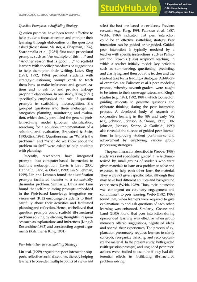 A Conceptual Framework For Scaffolding III-Structured Problem-Solving Processes Using Question ...