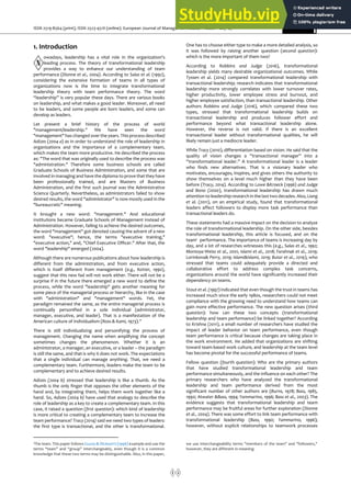 A conceptual framework of transformational leadership as an influential tool in the team ...