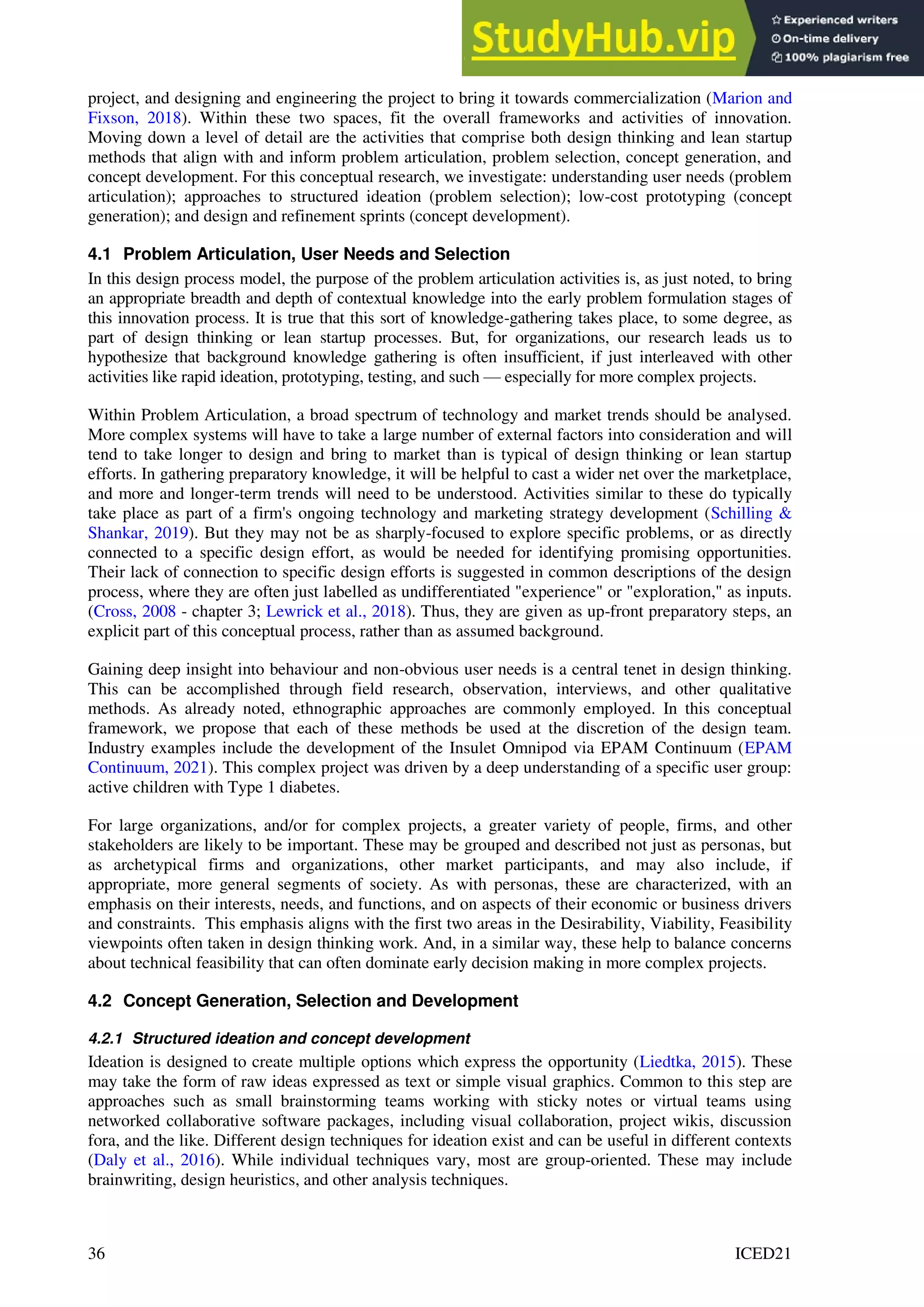 A Conceptual Model For Integrating Design Thinking And Lean Startup Methods Into The Innovation ...
