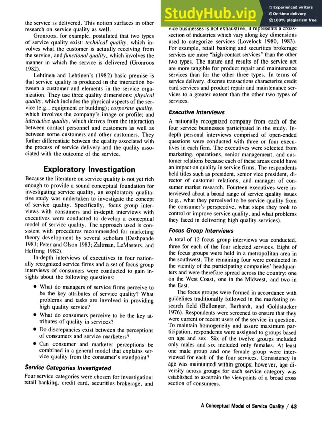 A Conceptual Model Of Service Quality And Its Implications For Future ...
