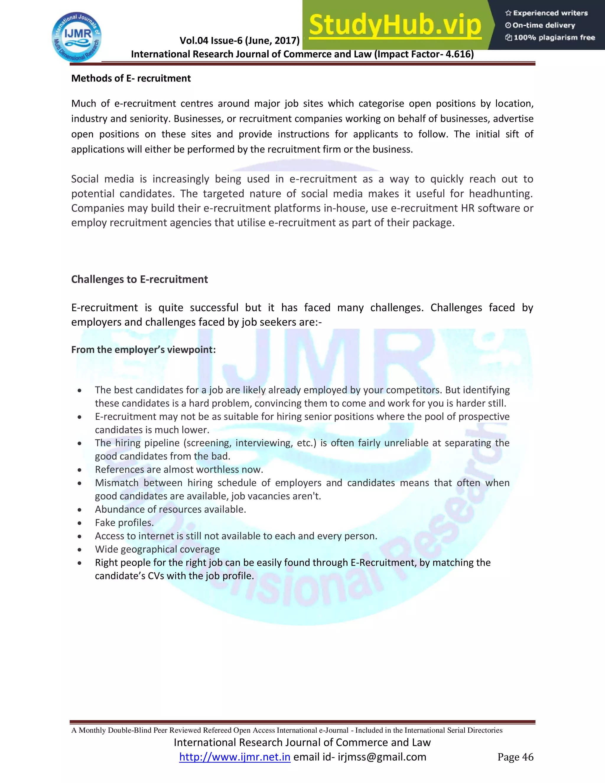 A Conceptual Study On E-Recruitment | PDF