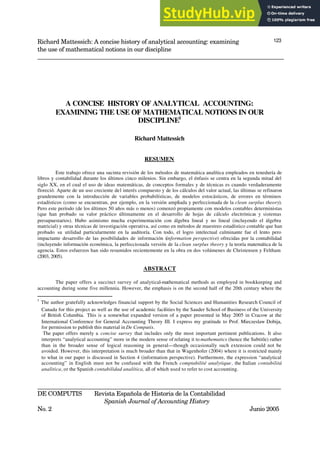 A Concise History Of Analytical Accounting Examining The Use Of ...
