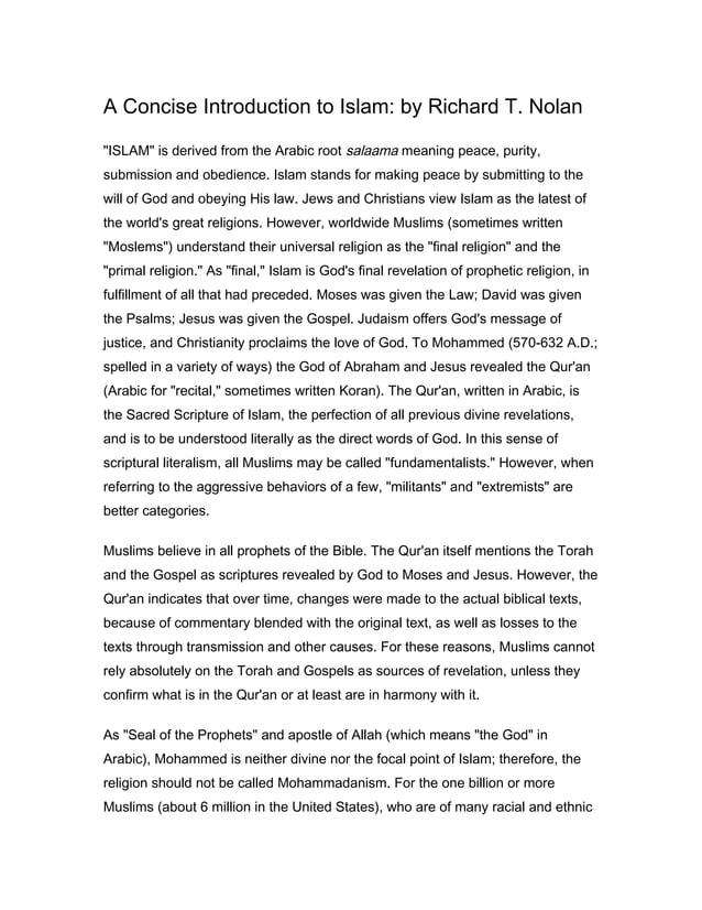 A concise introduction to islam | DOC