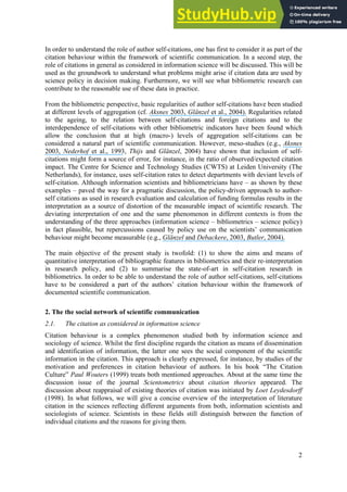 A concise review on the role of author self-citations in information ...