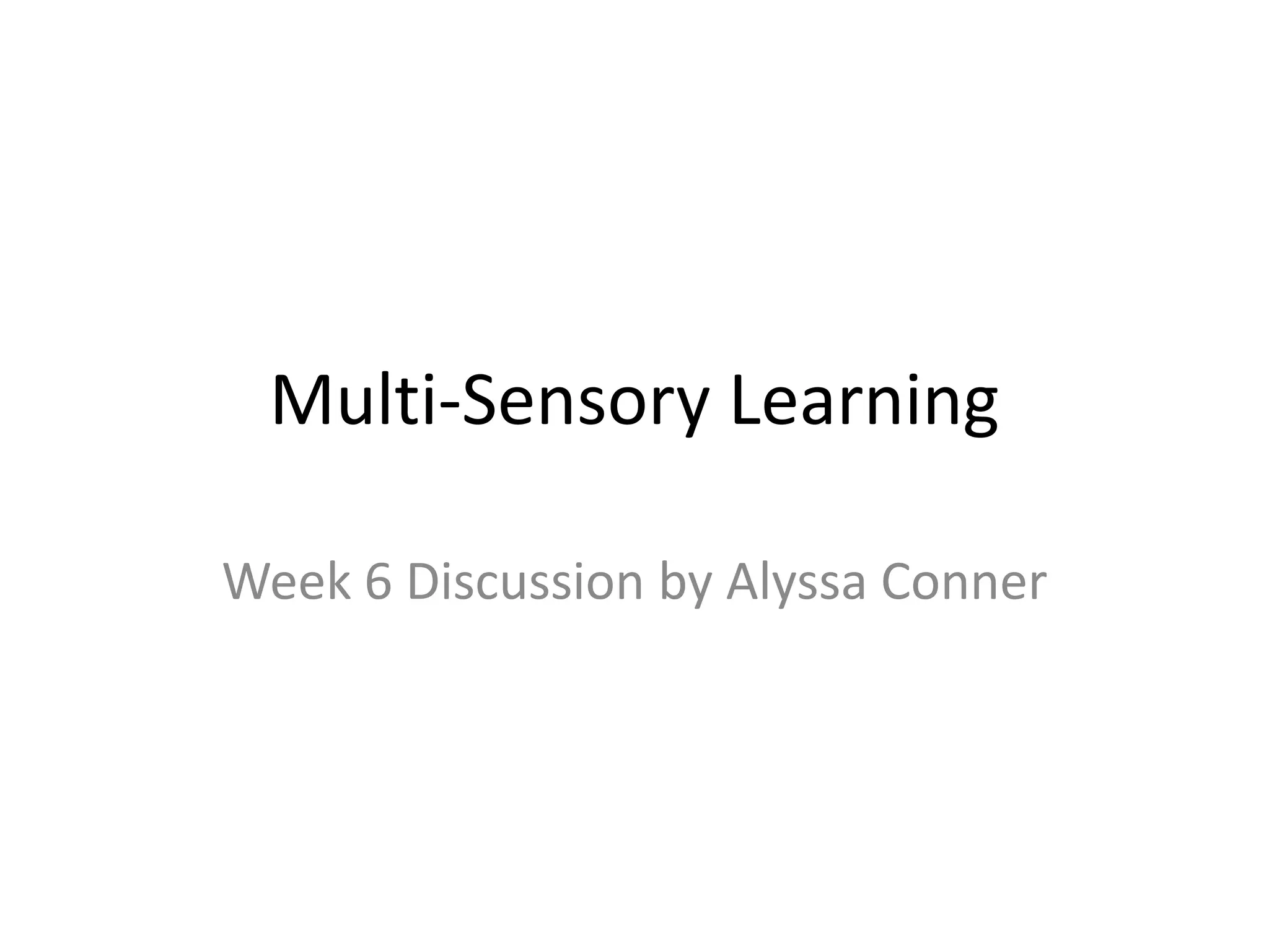Multi-Sensory Learning | PPTX