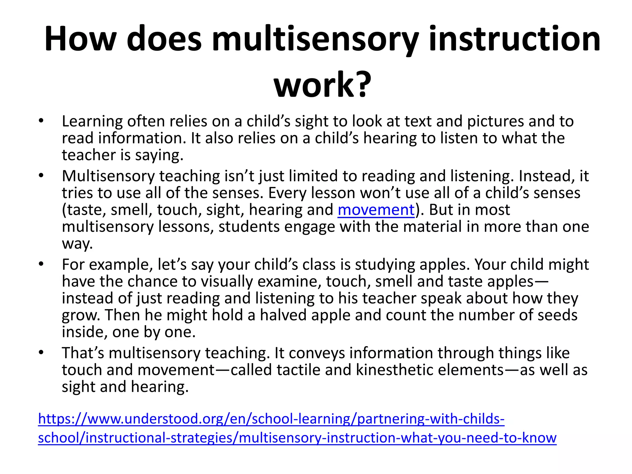 Multi-Sensory Learning | PPTX