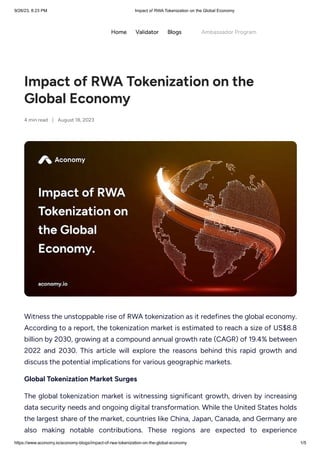 Impact of RWA Tokenization on the Global Economy | PDF