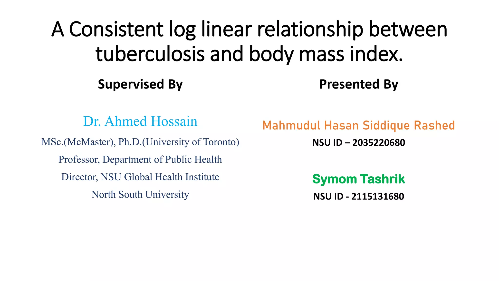 A consistent log linear relationship between tuberculosis and | PDF