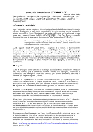 A construção do conhecimento segundo Piaget | DOC