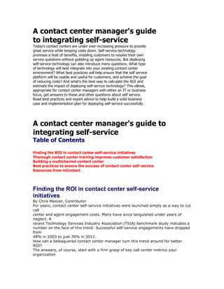 A contact center manager | PDF