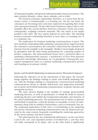 A Contemporary Marketing Communications Framework For Football Clubs ...