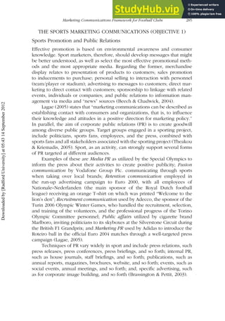 A Contemporary Marketing Communications Framework For Football Clubs ...