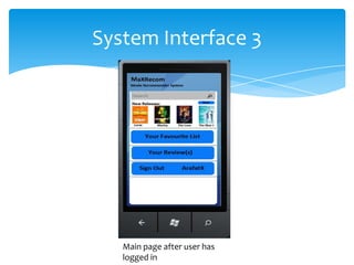 A content based movie recommender system for mobile application | PPT