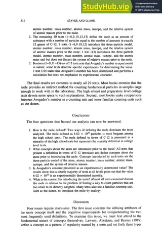 A Content Analysis Of The Presentation Of The Mole Concept In Chemistry ...