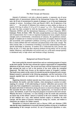 A Content Analysis Of The Presentation Of The Mole Concept In Chemistry ...