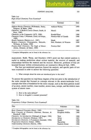 A Content Analysis Of The Presentation Of The Mole Concept In Chemistry ...