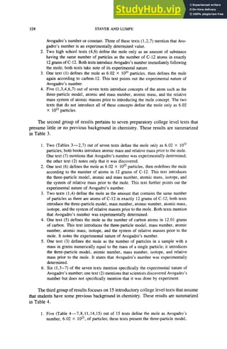A Content Analysis Of The Presentation Of The Mole Concept In Chemistry ...