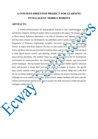 A contest oriented project for learning intelligent mobile robots | PDF