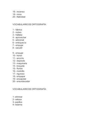 Para dictado - Ortografia Nivel primaria. | DOCX