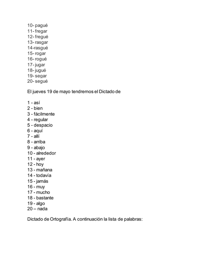 Para dictado - Ortografia Nivel primaria. | DOCX