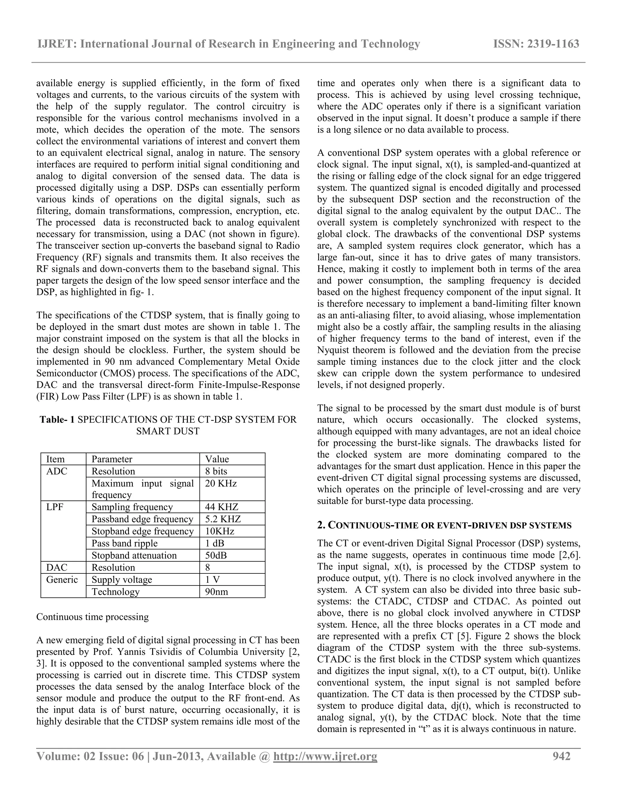 A Continuous Time Adc And Digital Signal Processing System For Smart