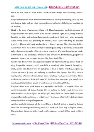 A Contrastive Analysis Of Linguistic Features Of The Adjective Black ...
