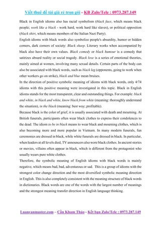 A Contrastive Analysis Of Linguistic Features Of The Adjective Black ...