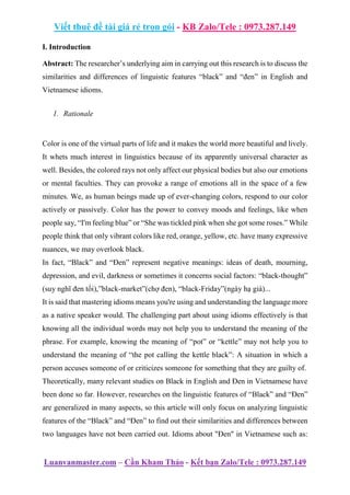 A Contrastive Analysis Of Linguistic Features Of The Adjective Black ...