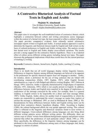A Contrastive Rhetorical Analysis Of Factual Texts In English And ...
