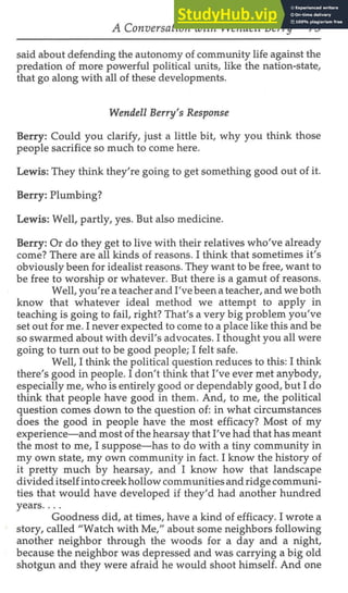 A Conversation With Wendell Berry (2000) | PDF
