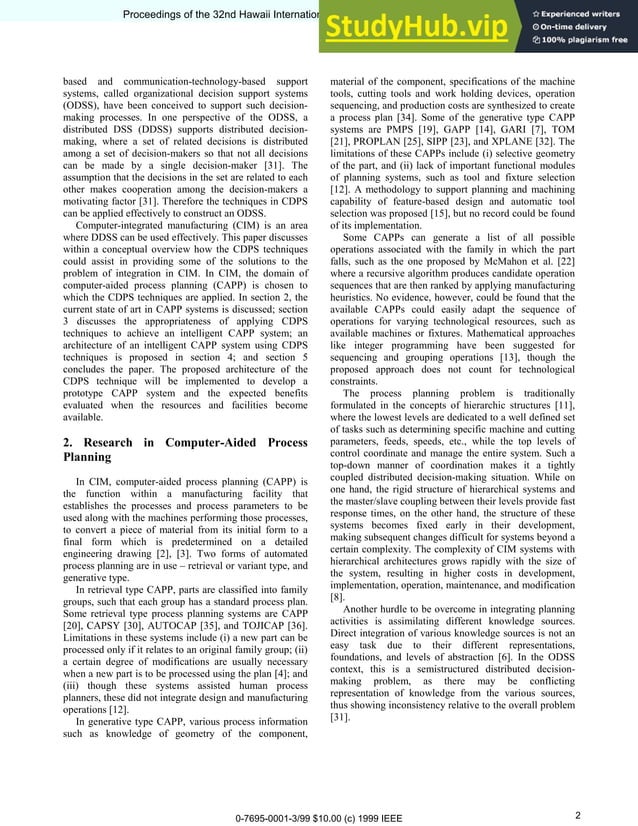 A Cooperative Problem Solving Framework For Computer-Aided Process Planning | PDF