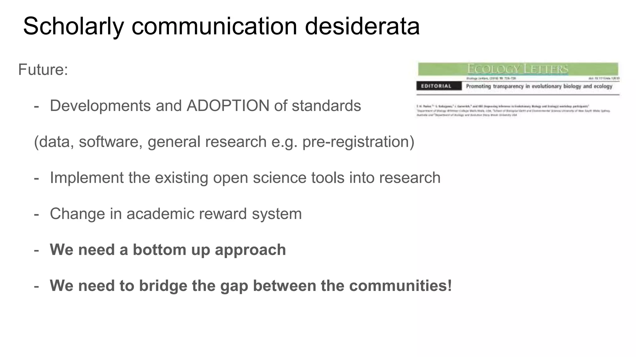 OSFair2017 Workshop | Open Science for Ecology | PPT