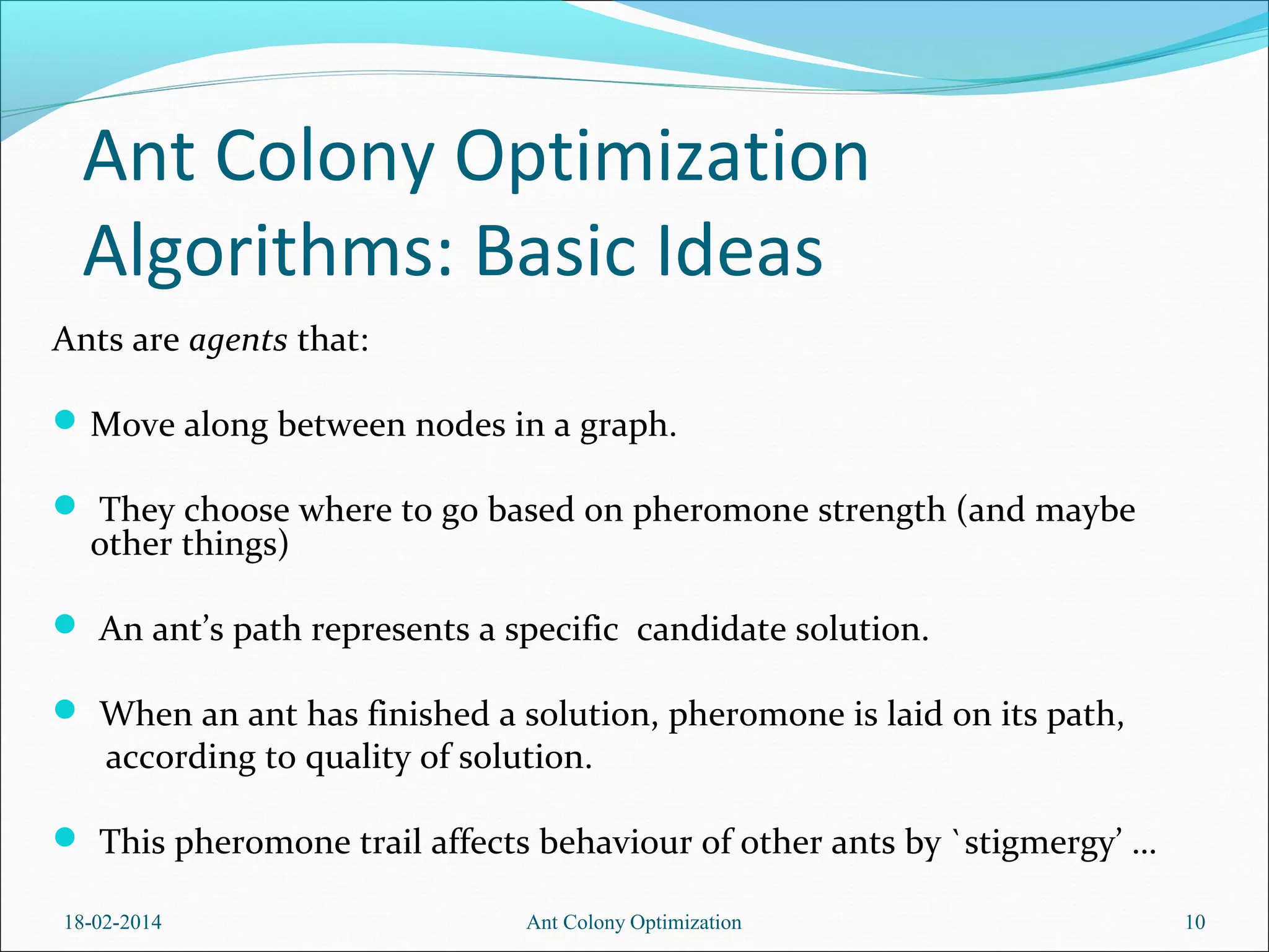 Ant Colony Optimization presentation | PPT
