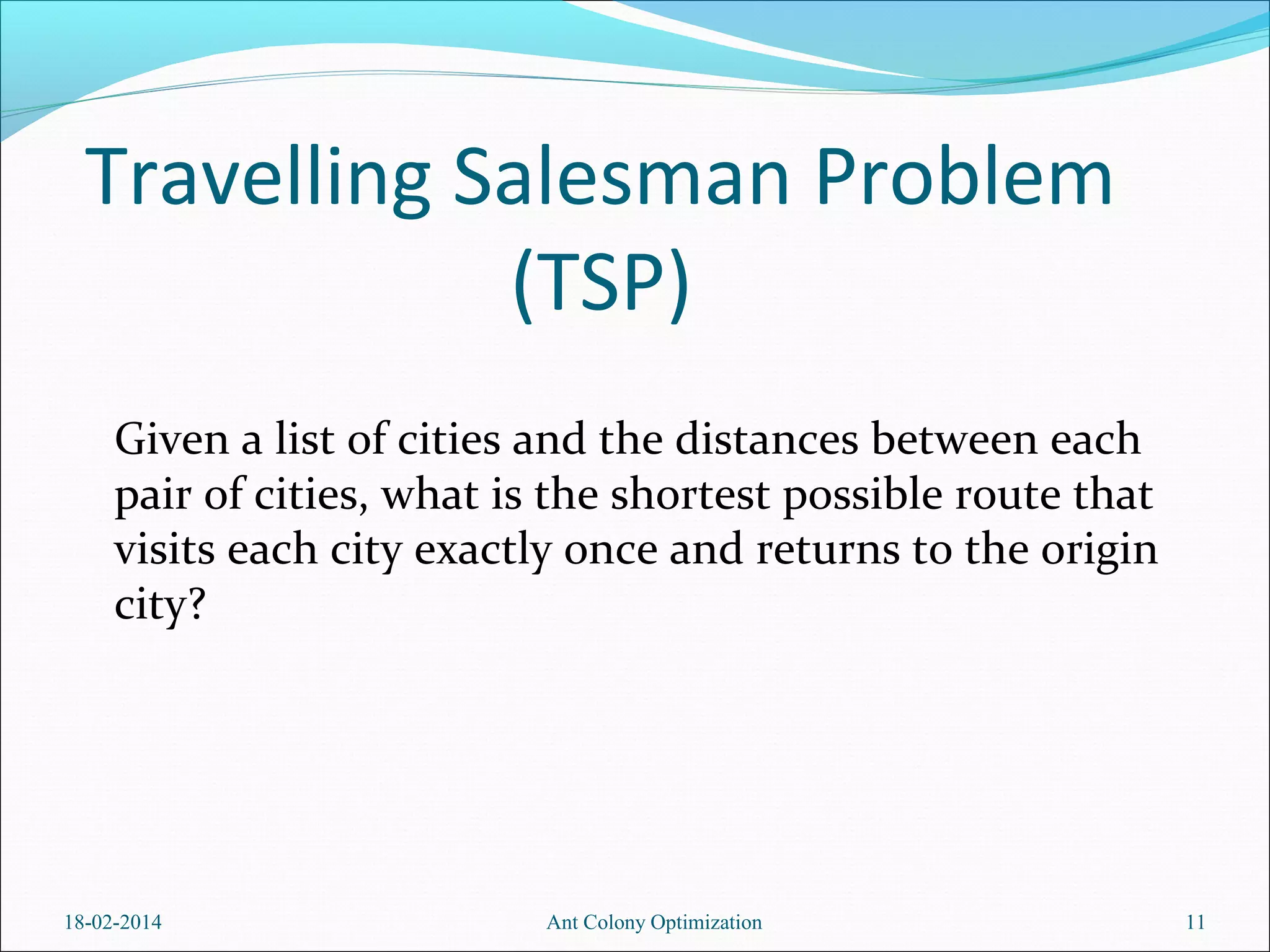 Ant Colony Optimization presentation | PPT