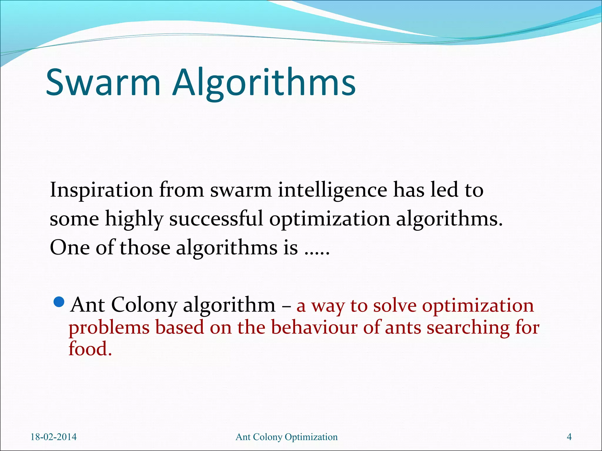 Ant Colony Optimization presentation | PPT