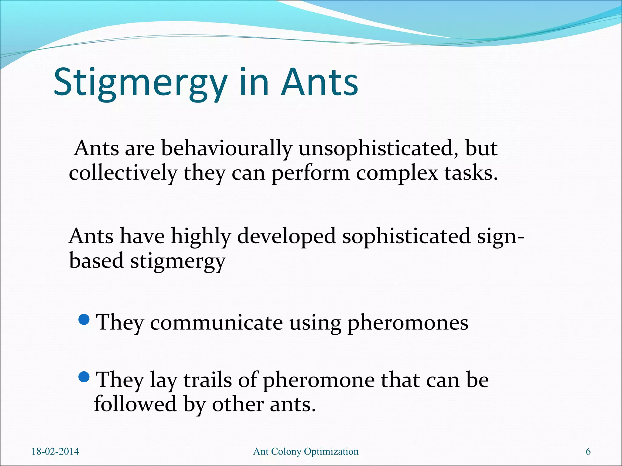 Ant Colony Optimization presentation | PPT