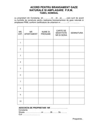 Acord bransament si instalatie de utilizare asociatii de proprietari | PDF