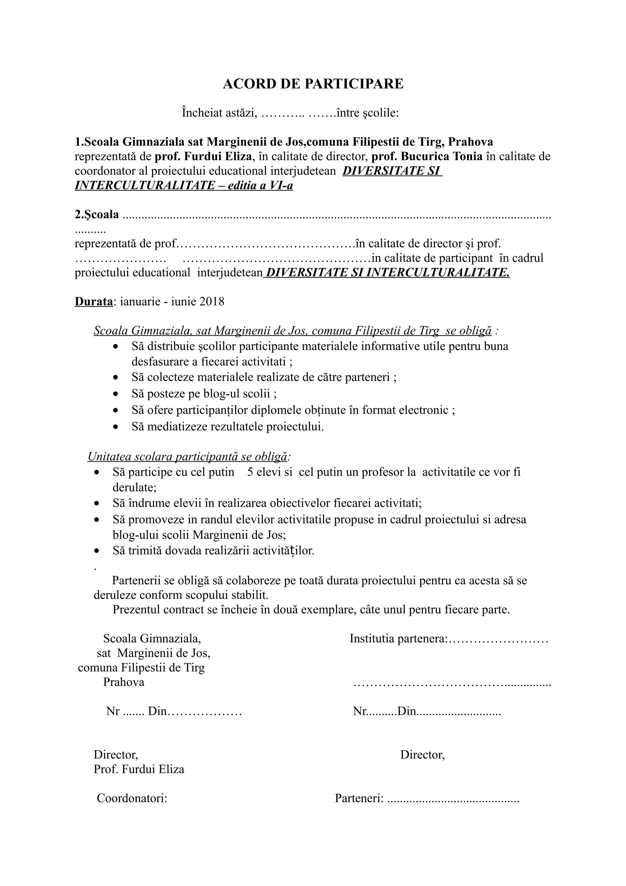 Proiect Diversitate si interculturalitate - editia VI (acord) | PDF