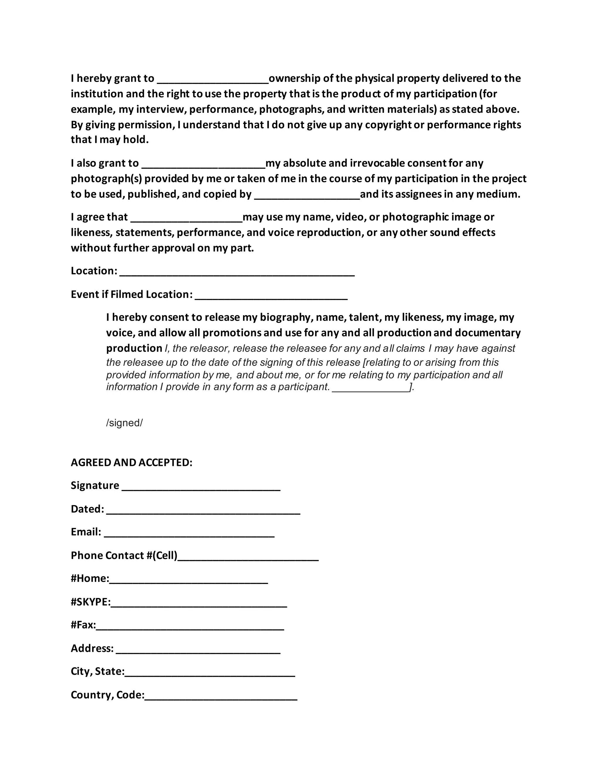 ACO CLUB - American Communications Online Release Form | DOCX