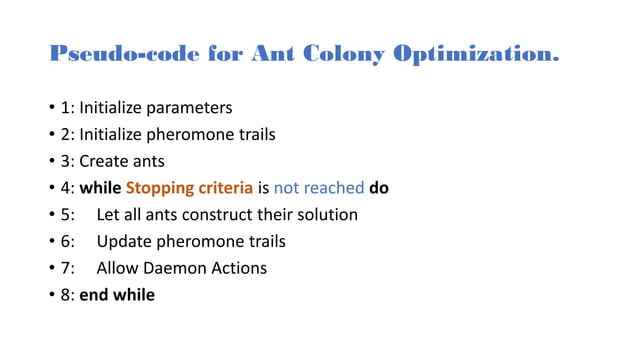 Ant Colony Optimization (ACO) | PPTX | Programming Languages | Computing