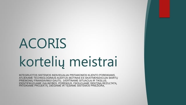 Acoris kortelių meistrai | PPT