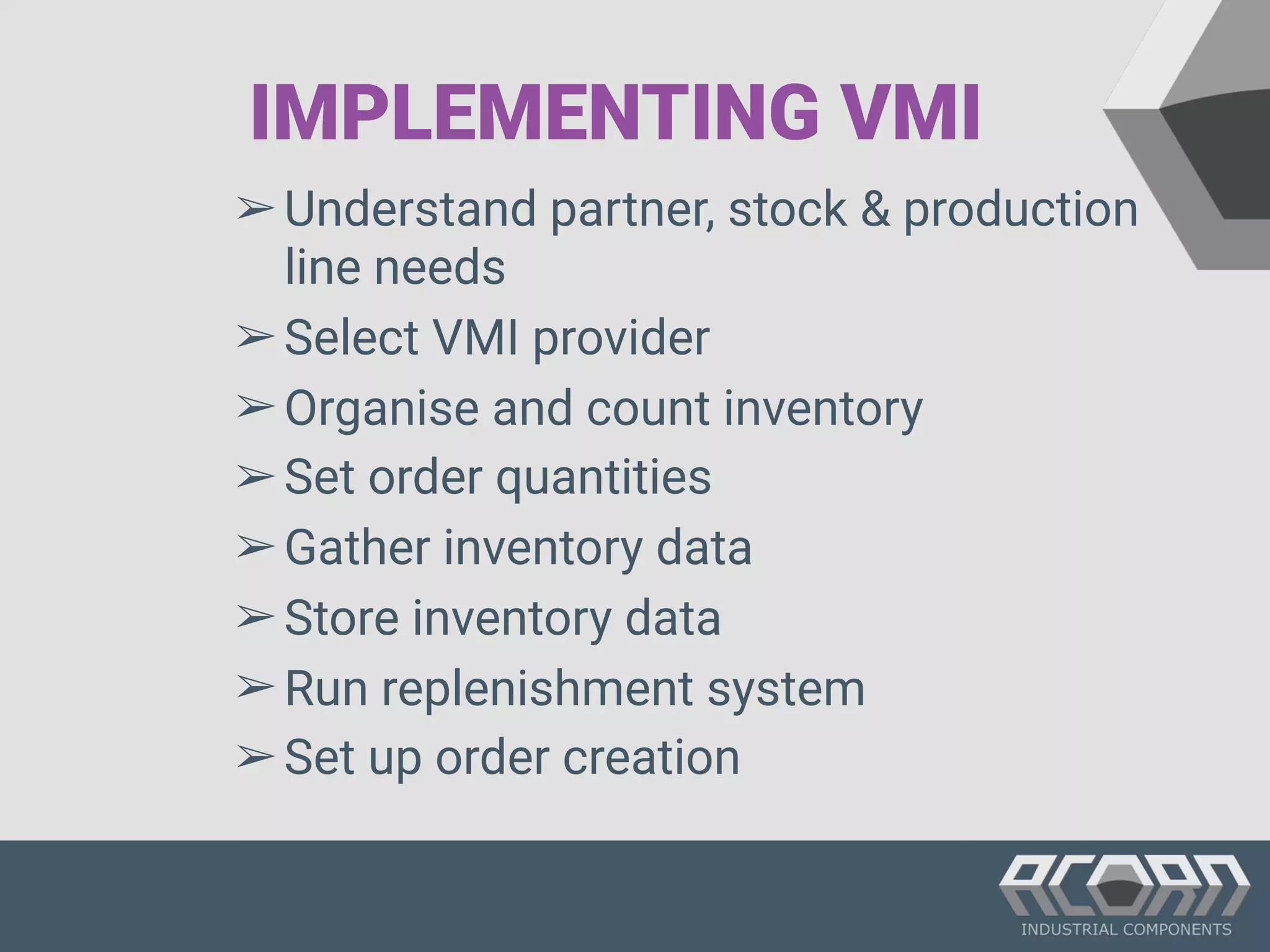 Vendor Managed Inventory with Acorn (VMI) | PPT