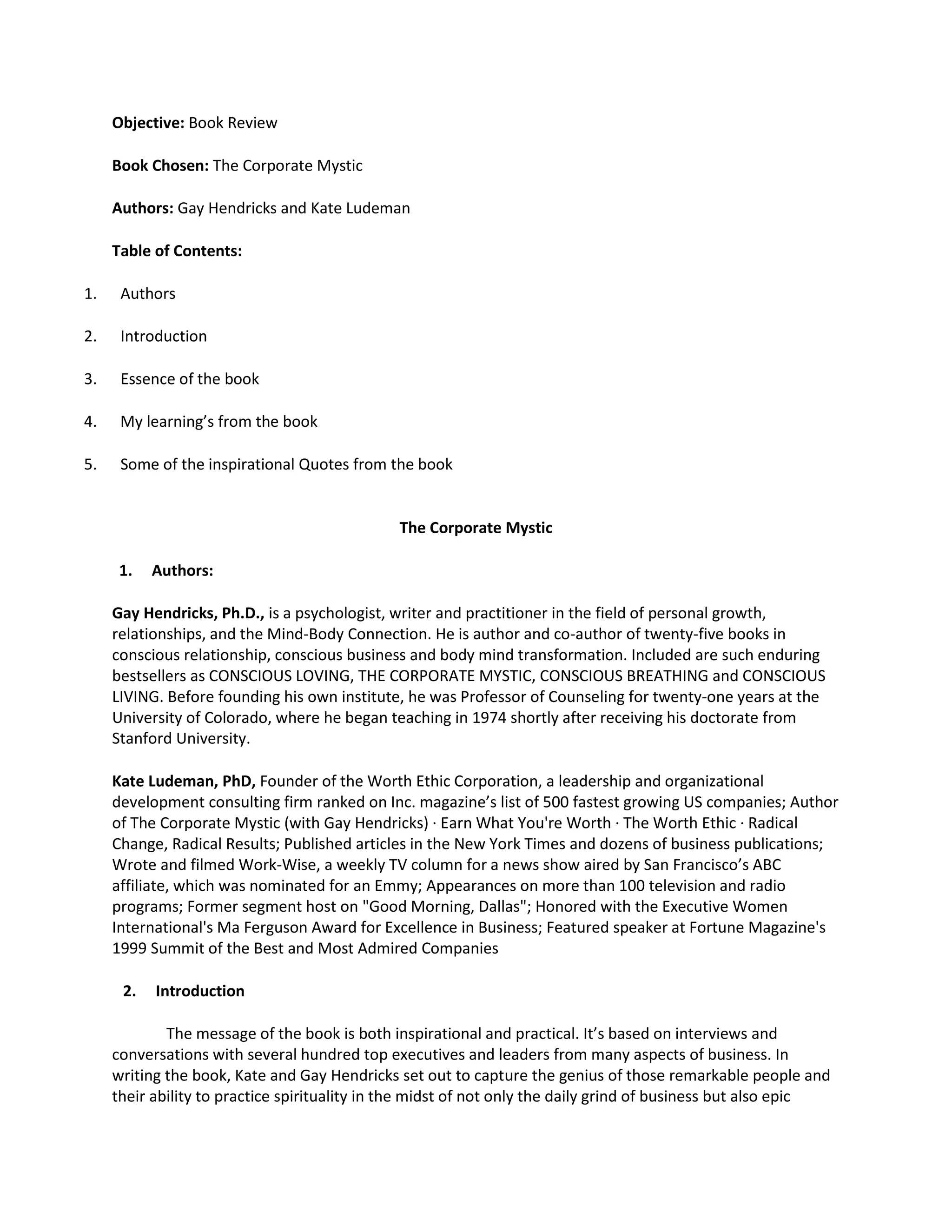 A corporate mystic | DOCX | Spirituality | Religion & Spirituality