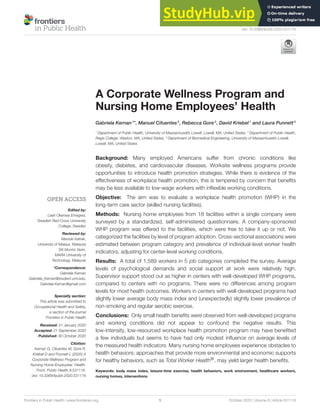 A Corporate Wellness Program And Nursing Home Employees Health | PDF