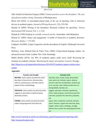 A Corpus Study Of The Use Of Reporting Verbs As Rhetoric In Academic ...