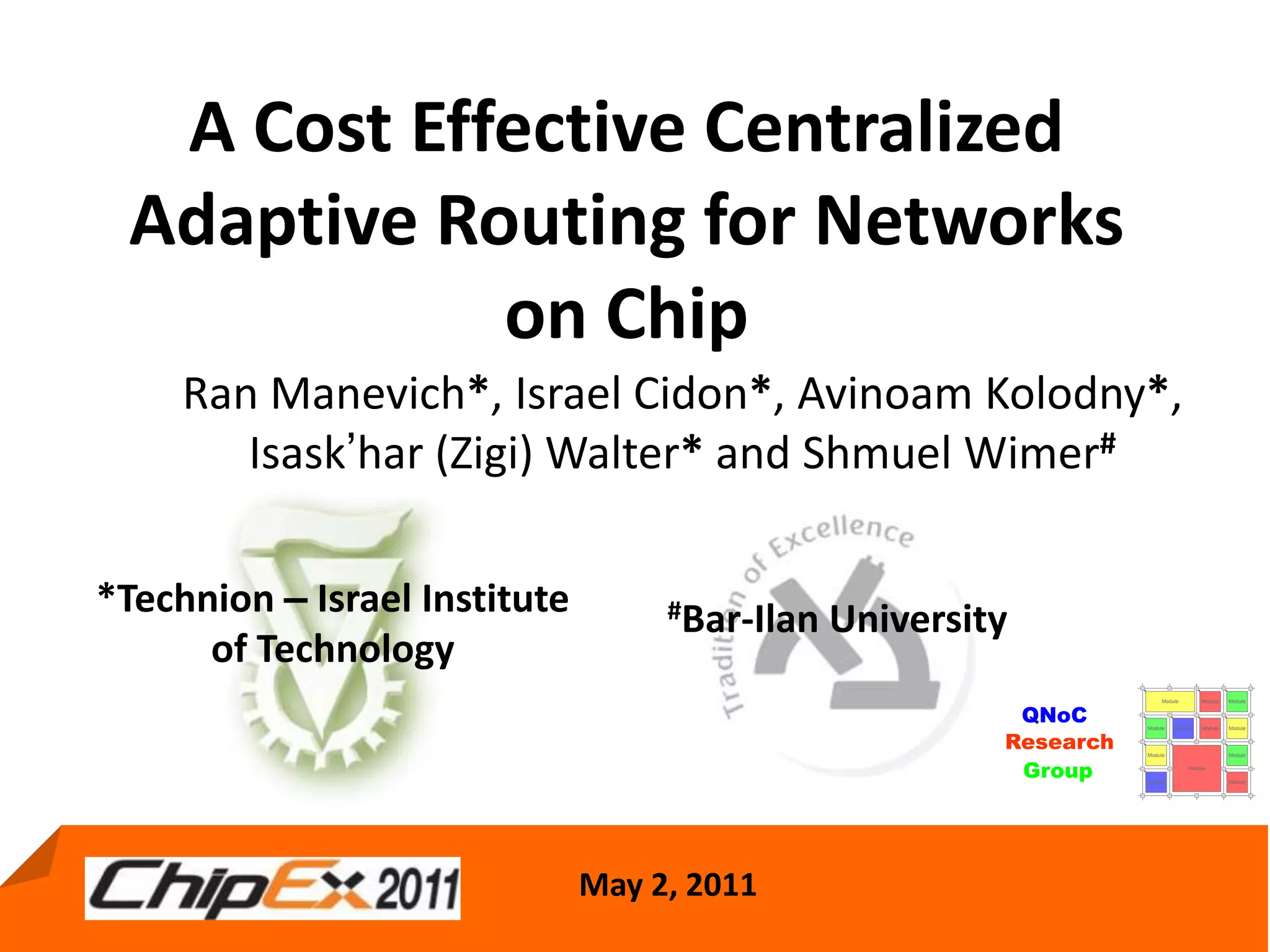 Cost Effective centralized adpative routing for networks on chip | PPTX
