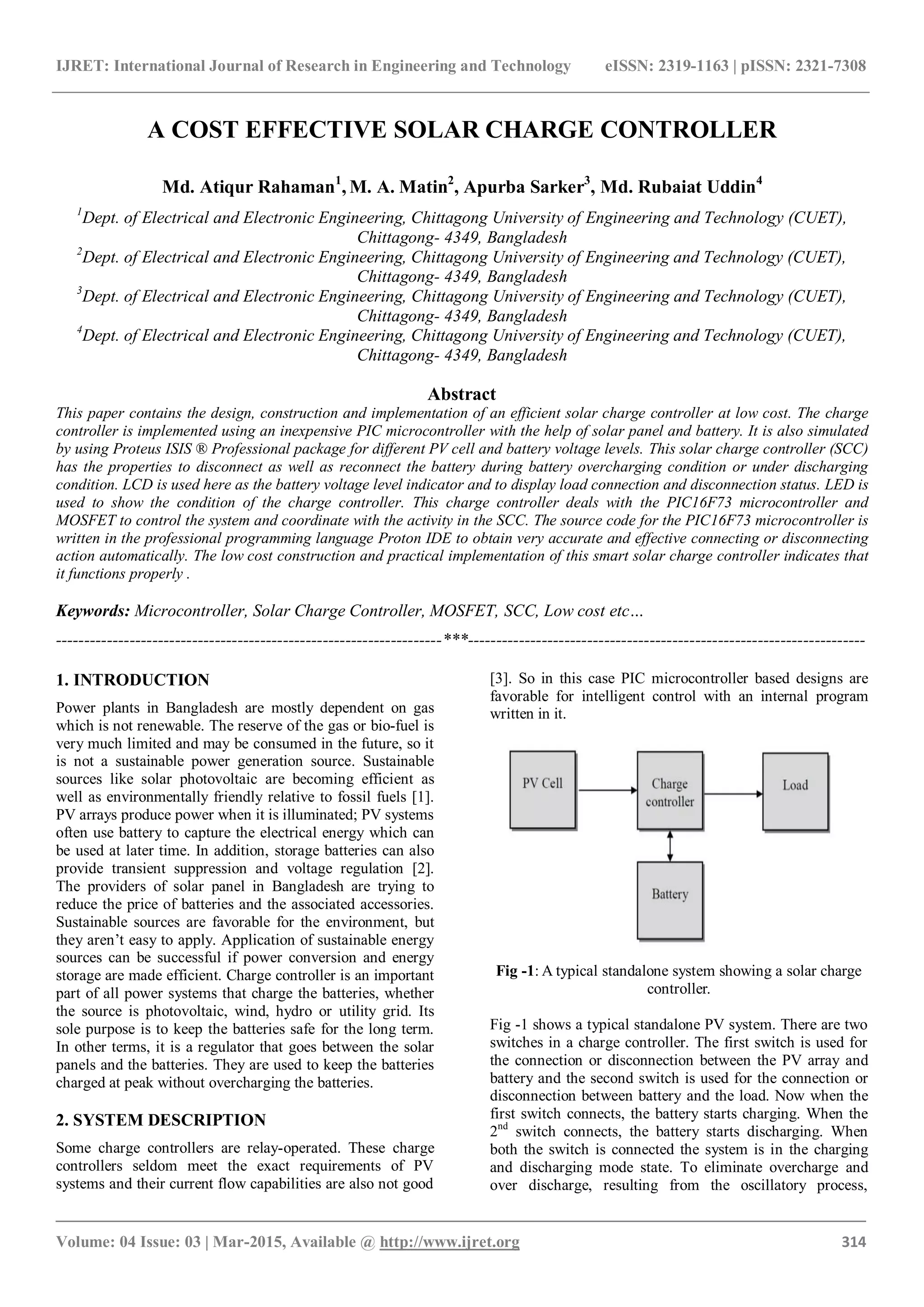 A cost effective solar charge controller | PDF