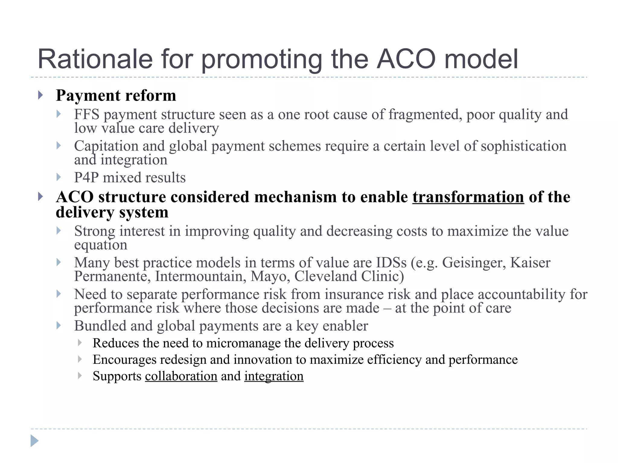 Accountable Care Organization (ACO) Tutorial | PPT