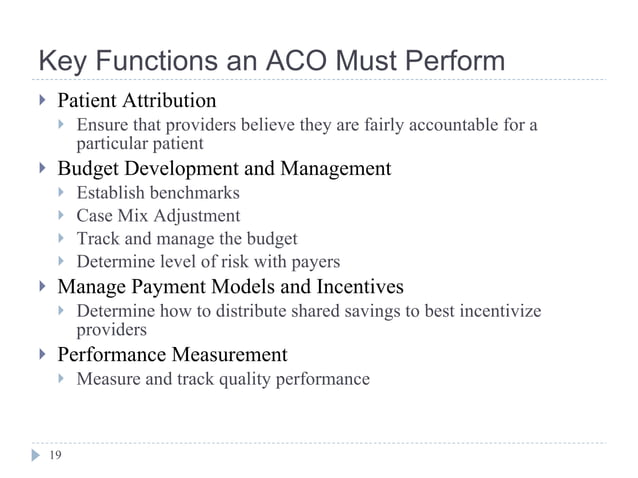 Accountable Care Organization (ACO) Tutorial | PPT | Health Insurance ...