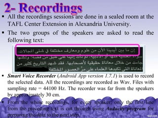 Acoustical characteristics of arabic language as a foreign | PPTX